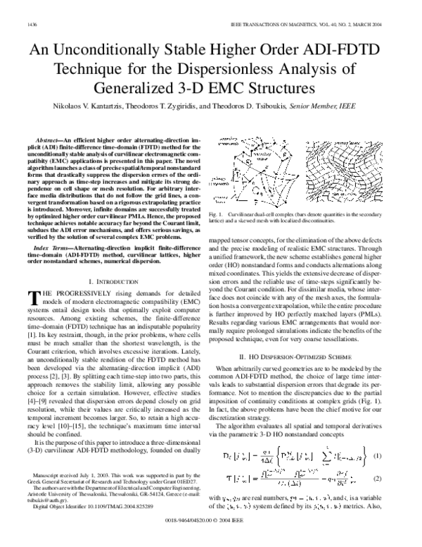 (PDF) An unconditionally stable higher order ADI-FDTD technique for the dispersionless analysis ...