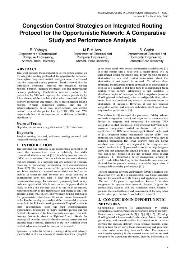 (PDF) Congestion Control Strategies on Integrated Routing Protocol for the Opportunistic Network ...