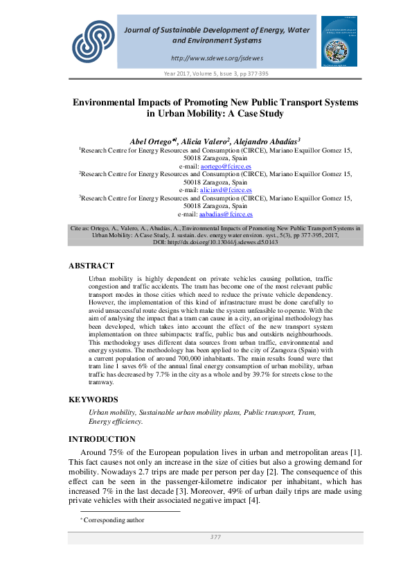 (PDF) Environmental Impacts of Promoting New Public Transport Systems ...