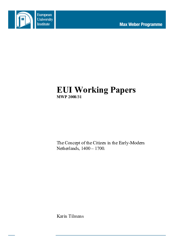 (PDF) The Concept of the Citizen in the Early-Modern Netherlands, 1400 1700