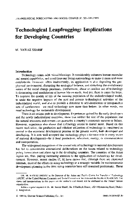 (PDF) Technological leapfrogging: Implications for developing countries