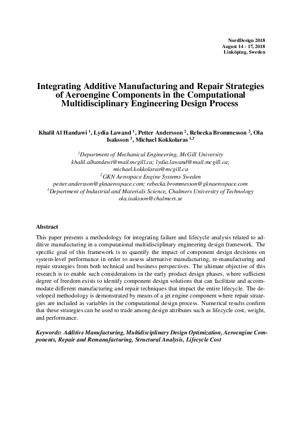 (PDF) Integrating additive manufacturing and repair strategies of aeroengine components in the ...
