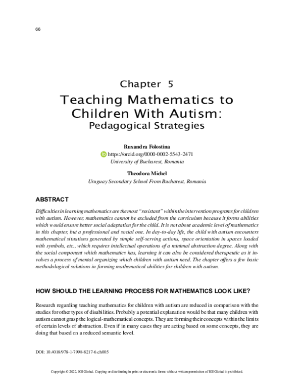 (PDF) Teaching Mathematics to Children With Autism: Pedagogical Strategies