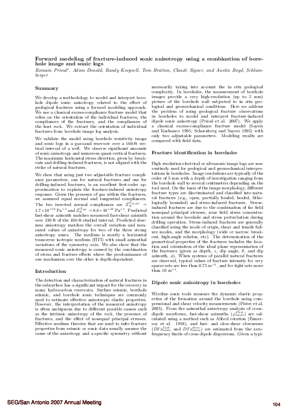 (PDF) Forward modeling of fracture-induced sonic anisotropy using a ...