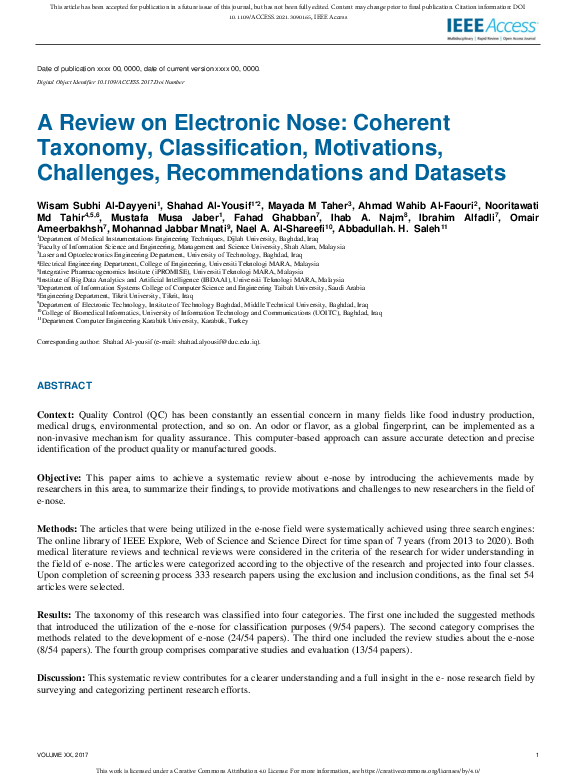 (PDF) A Review on Electronic Nose: Coherent Taxonomy, Classification ...