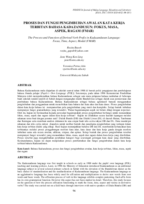 (PDF) Proses Dan Fungsi Pengimbuhan Awalan Kata Kerja Terbitan Bahasa ...