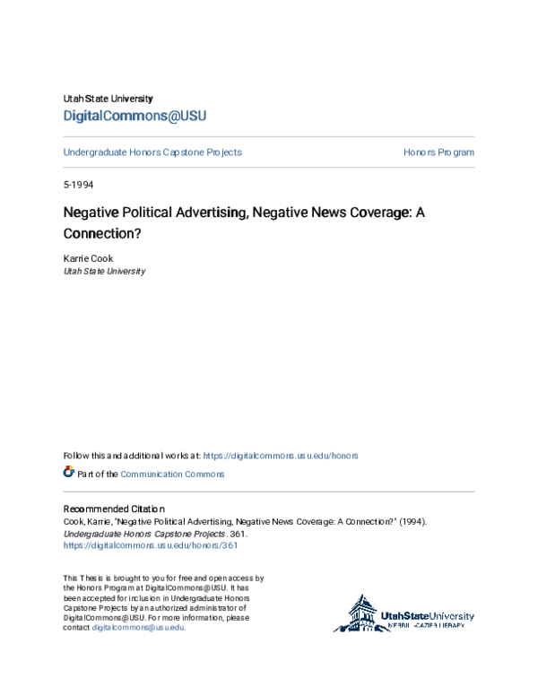 (PDF) Negative Political Advertising, Negative News Coverage: A Connection?