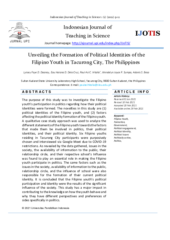 (PDF) Unveiling the Formation of Political Identities of the Filipino ...
