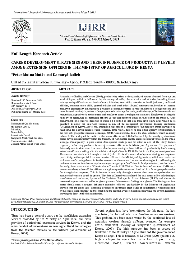 (PDF) CAREER DEVELOPMENT STRATEGIES AND THEIR INFLUENCE ON PRODUCTIVITY ...