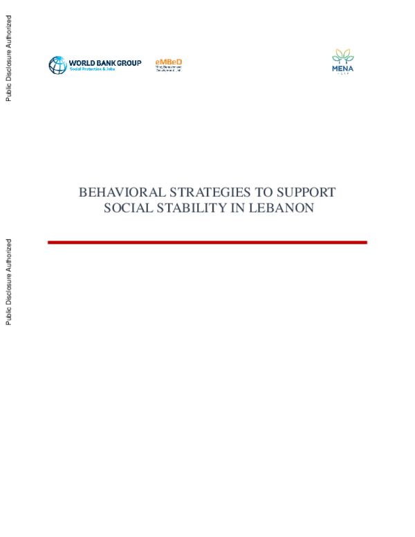 (PDF) Behavioral Strategies to Support Social Stability in Lebanon