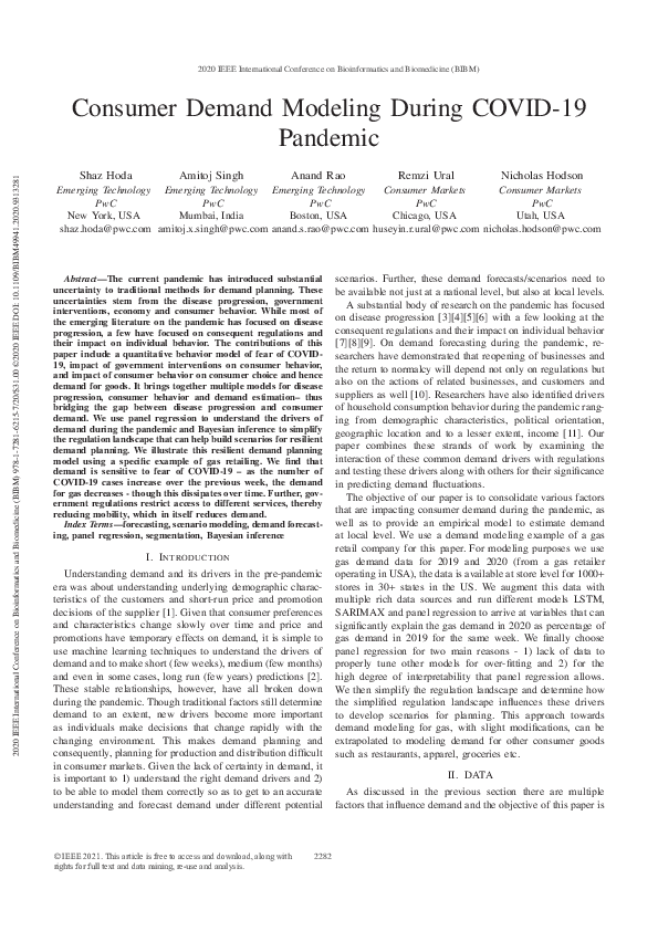 (PDF) Consumer Demand Modeling During COVID-19 Pandemic