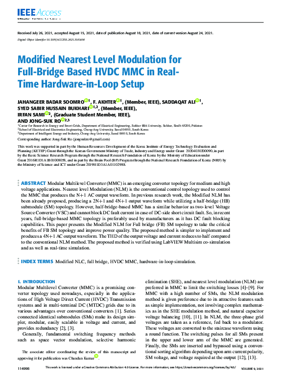 Pdf Modified Nearest Level Modulation For Full Bridge Based Hvdc Mmc