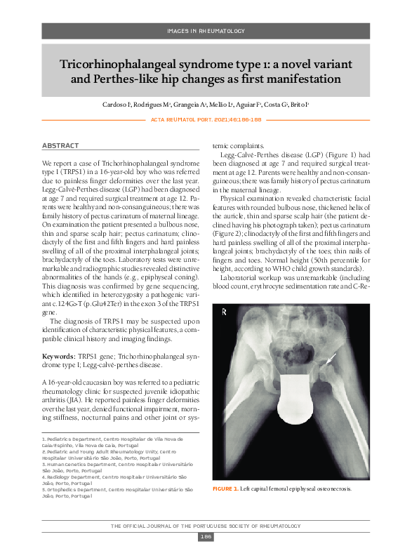(PDF) Tricorhinophalangeal Syndrome type 1: a novel variant and Perthes ...