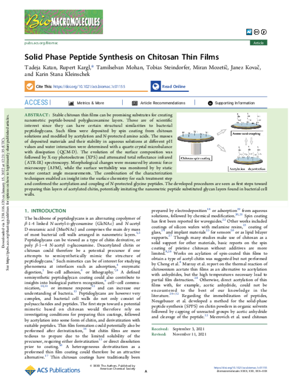 (PDF) Solid Phase Peptide Synthesis on Chitosan Thin Films