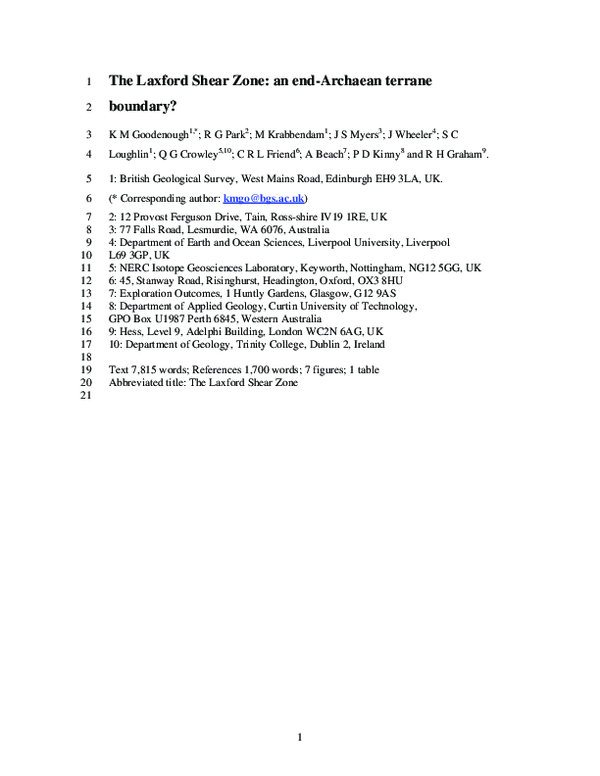 (PDF) The Laxford Shear Zone: an end-Archaean terrane boundary?