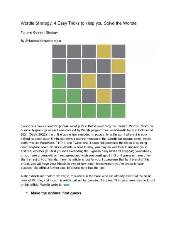 (PDF) Wordle Article