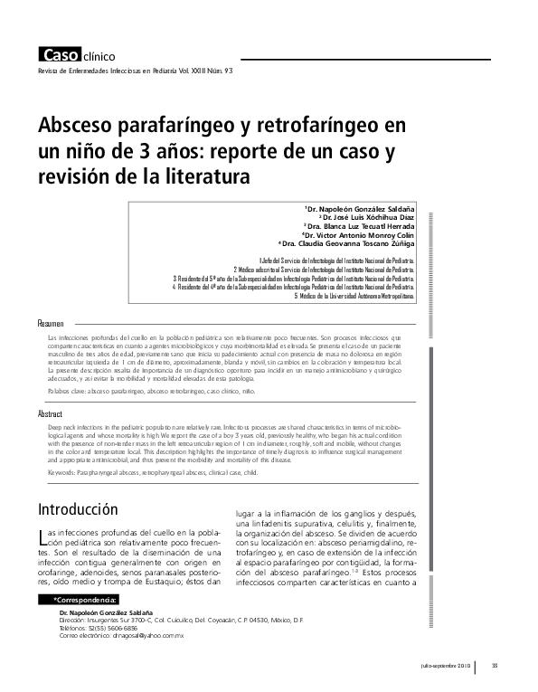 (PDF) Absceso parafaríngeo y retrofaríngeo en un niño de 3 años ...