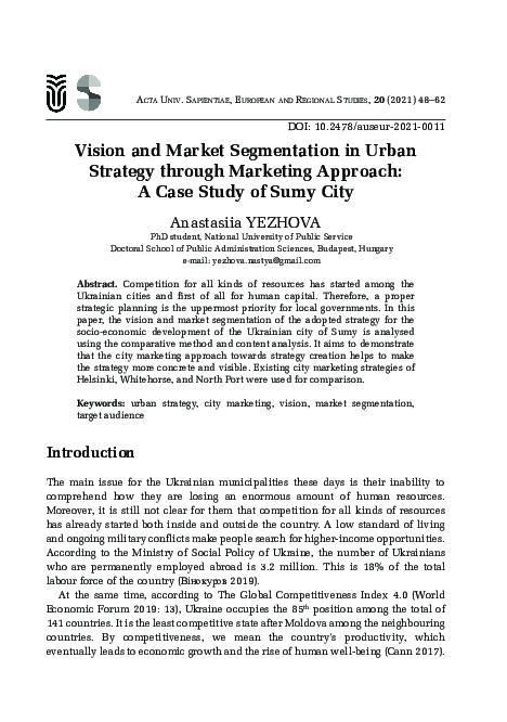 (PDF) Vision and Market Segmentation in Urban Strategy Through ...