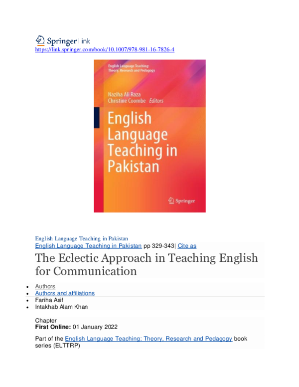 (PDF) Eclectic approach of teaching English