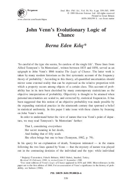 (PDF) John Venn's Evolutionary Logic of Chance