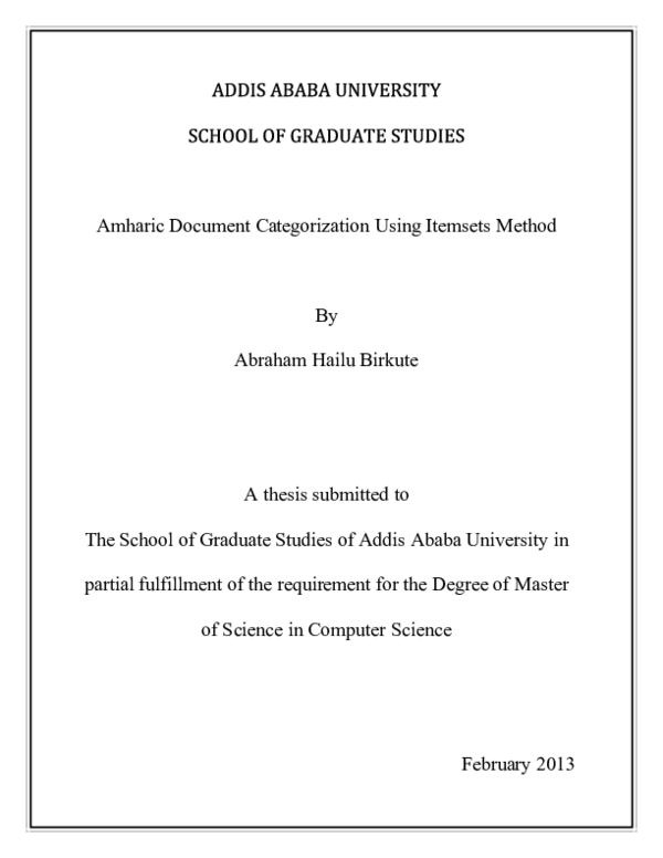 (PDF) Amharic Document Categorization Using Itemsets Method | Abraham ...