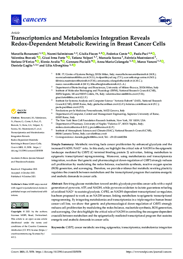 (PDF) Transcriptomics and Metabolomics Integration Reveals Redox ...