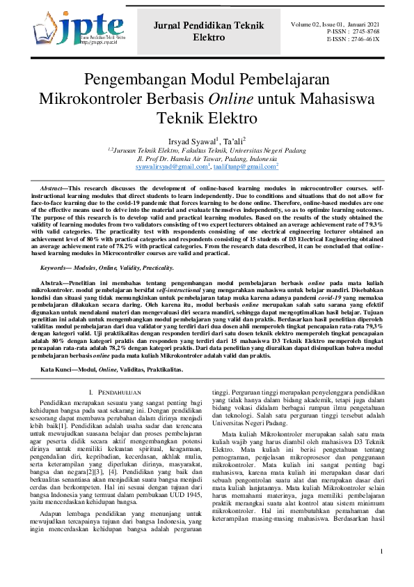 (PDF) Pengembangan Modul Pembelajaran Mikrokontroler Berbasis Online ...