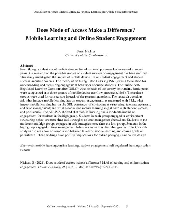 (PDF) Does Mode of Access Make a Difference? Mobile Learning and online ...