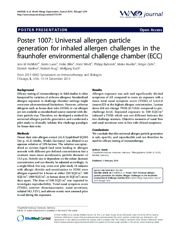 (PDF) Poster 1007: Universal allergen particle generation for inhaled ...