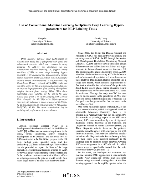 (PDF) Use of Conventional Machine Learning to Optimize Deep Learning Hyper-parameters for NLP ...