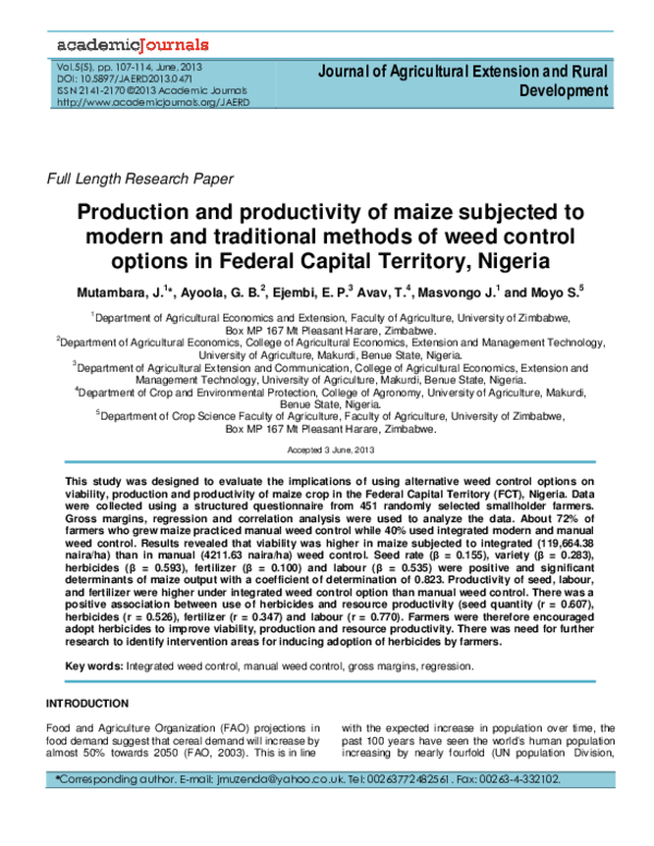 (PDF) Journal of Agricultural Extension and Rural Development | Sharon ...