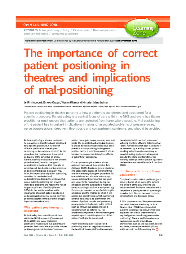 (PDF) The importance of correct patient positioning in theatres and ...