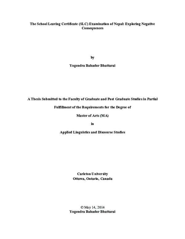 (PDF) The School Leaving Certificate (SLC) Examination of Nepal ...