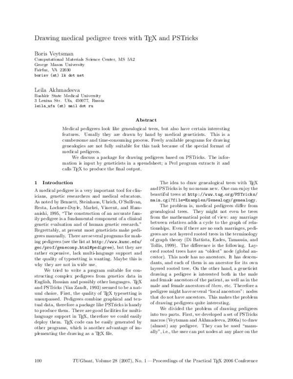 (PDF) Drawing medical pedigree trees with TEX and PSTricks | Boris Veytsman - Academia.edu