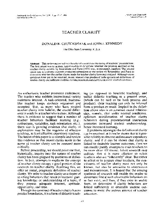 (PDF) Teacher clarity