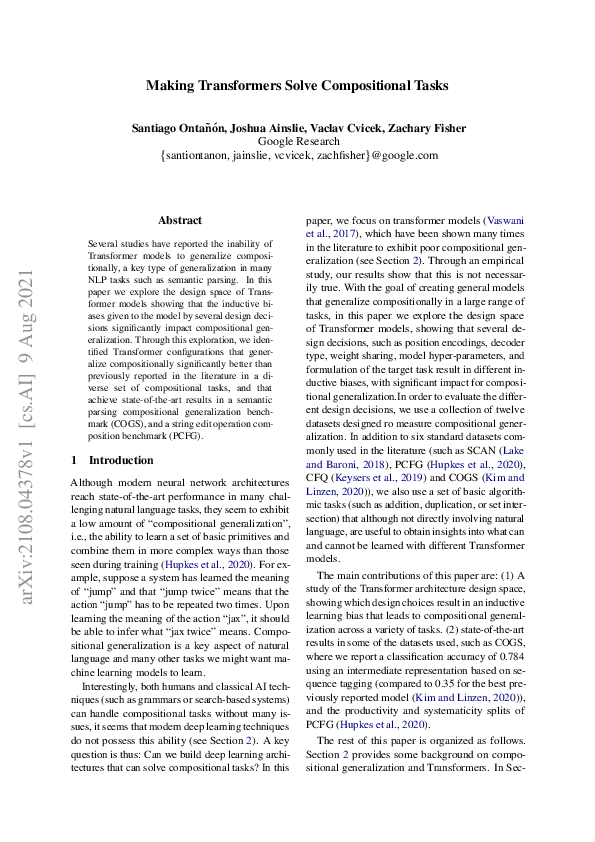 Pdf Improving Compositional Generalization In Transformers