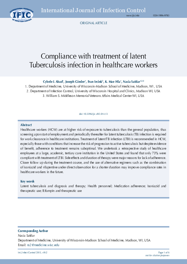 (PDF) International Journal of Infection Control