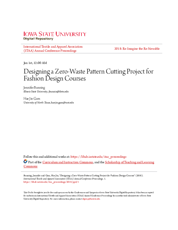 (PDF) Designing a Zero-Waste Pattern Cutting Project for Fashion Design ...