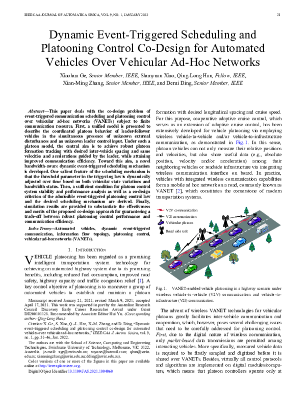 (PDF) Dynamic Event-Triggered Scheduling and Platooning Control Co-Design for Automated Vehicles ...
