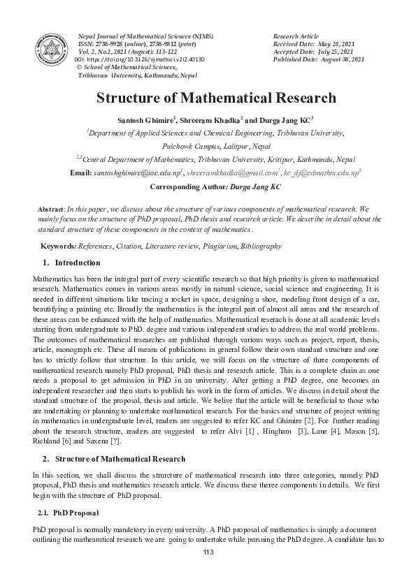 (PDF) Structure of Mathematical Research
