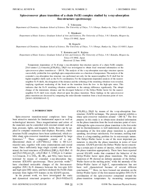 (PDF) Spin-crossover phase transition of a chain Fe(II) complex studied ...