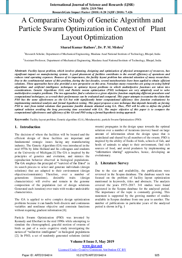 (PDF) A Comparative Study of Genetic Algorithm and Particle Swarm Optimization in Context of ...