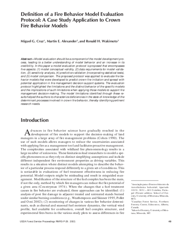 (PDF) Definition of a Fire Behavior Model Evaluation Protocol: A Case ...
