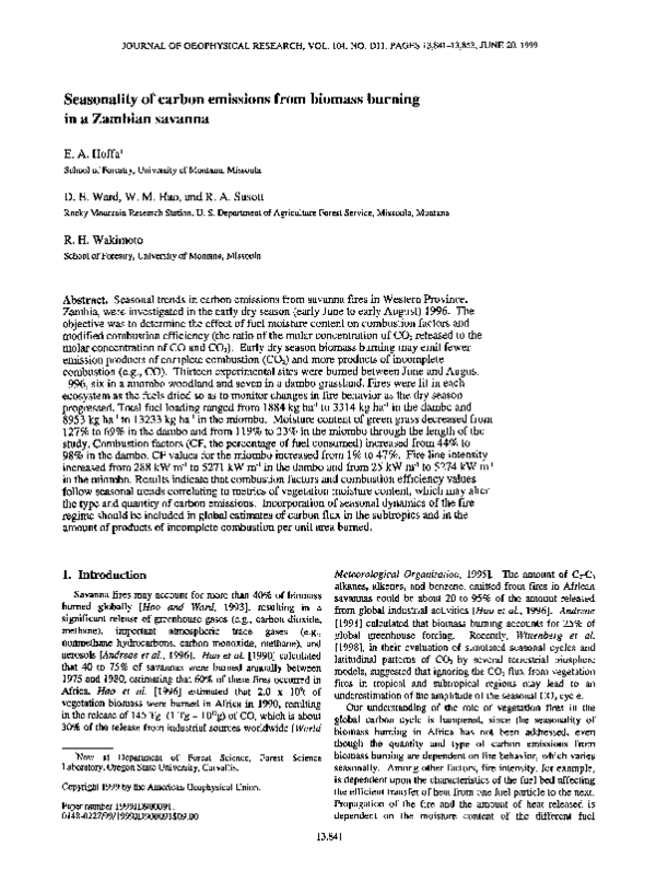 (PDF) Seasonality of carbon emissions from biomass burning in a Zambian ...