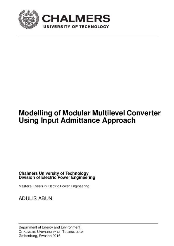 (PDF) Modelling of Modular Multilevel Converter Using Input Admittance Approach