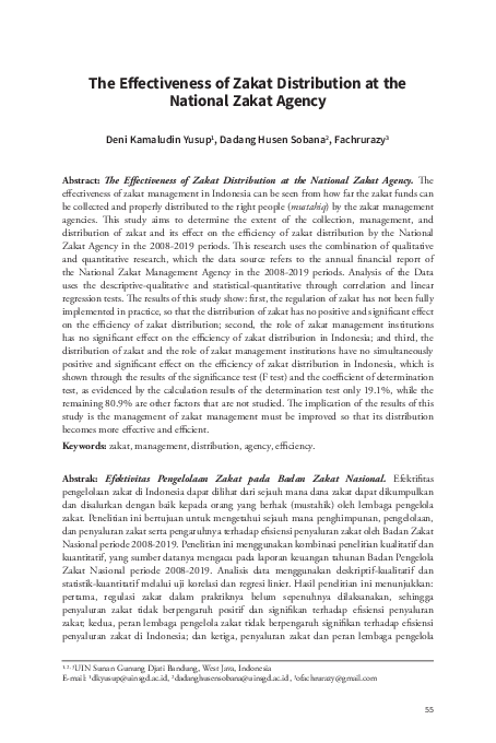 (PDF) The Effectiveness of Zakat Distribution at the National Zakat Agency