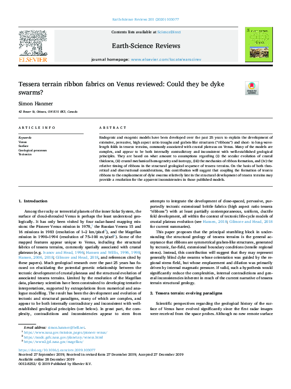 (PDF) Tessera terrain ribbon fabrics on Venus reviewed: Could they be ...