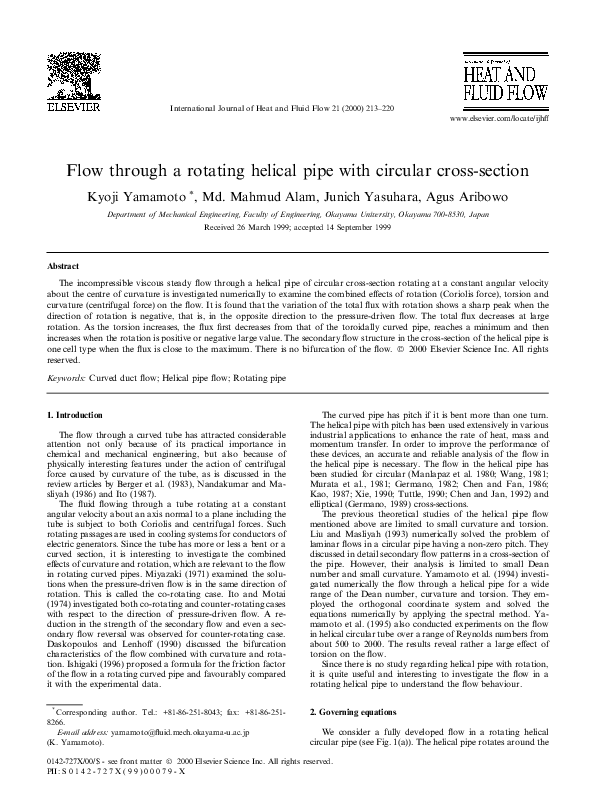 (PDF) Flow through a rotating helical pipe with circular cross-section