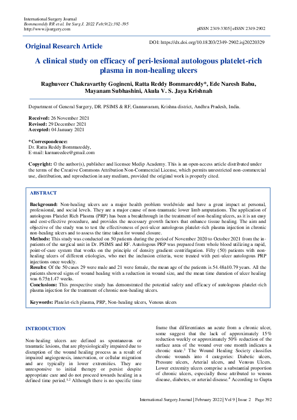 (PDF) A clinical study on efficacy of peri-lesional autologous platelet ...