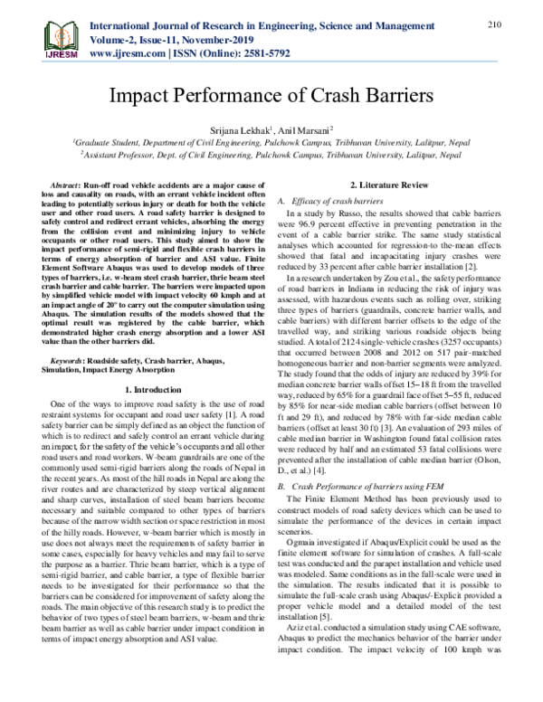 (PDF) Impact Performance of Crash Barriers